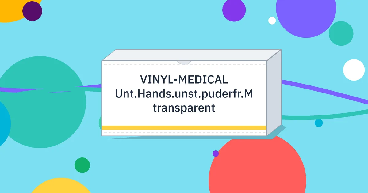 Symbolbild: Packung mit der Aufschrift VINYL-MEDICAL Unt.Hands.unst.puderfr.M transparent (PZN 18408173) – Verfügbarkeit und Bezug in Apotheken in Frankfurt am Main