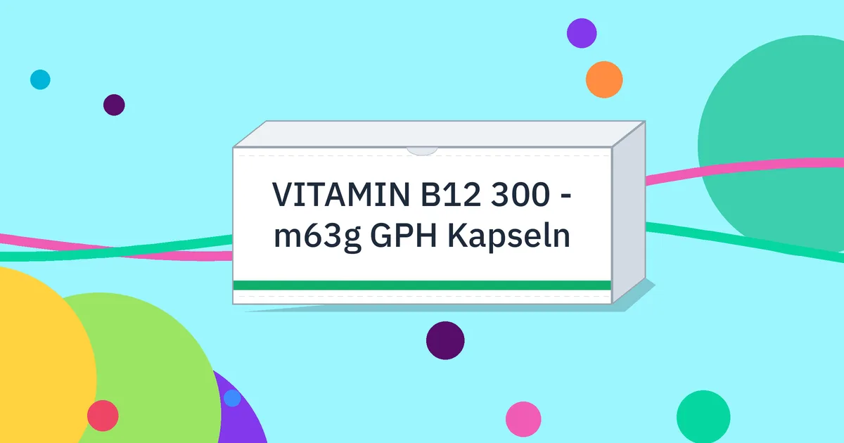 Symbolbild: Packung mit der Aufschrift VITAMIN B12 300 -m63g GPH Kapseln (PZN 13251028) – Verfügbarkeit und Bezug in Apotheken in Frankfurt am Main