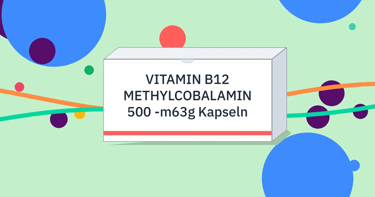 Symbolbild: Packung mit der Aufschrift VITAMIN B12 METHYLCOBALAMIN 500 -m63g Kapseln (PZN 20858044) – Verfügbarkeit und Bezug in Apotheken in Frankfurt am Main