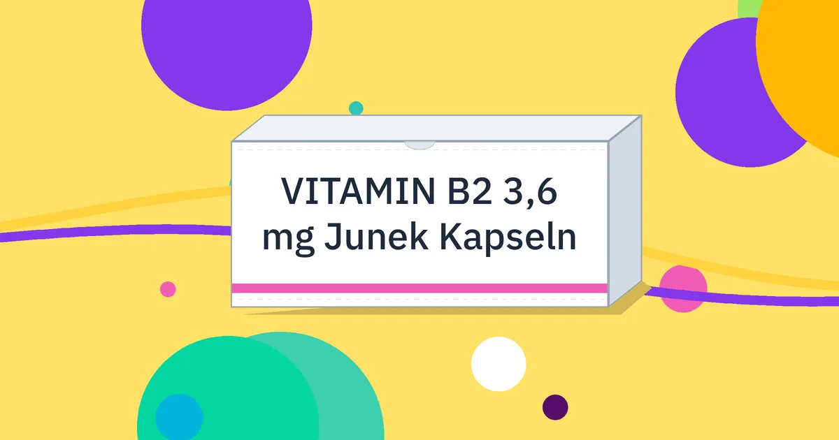 Symbolbild: Packung mit der Aufschrift VITAMIN B2 3,6 mg Junek Kapseln (PZN 04367571) – Verfügbarkeit und Bezug in Apotheken in Frankfurt am Main