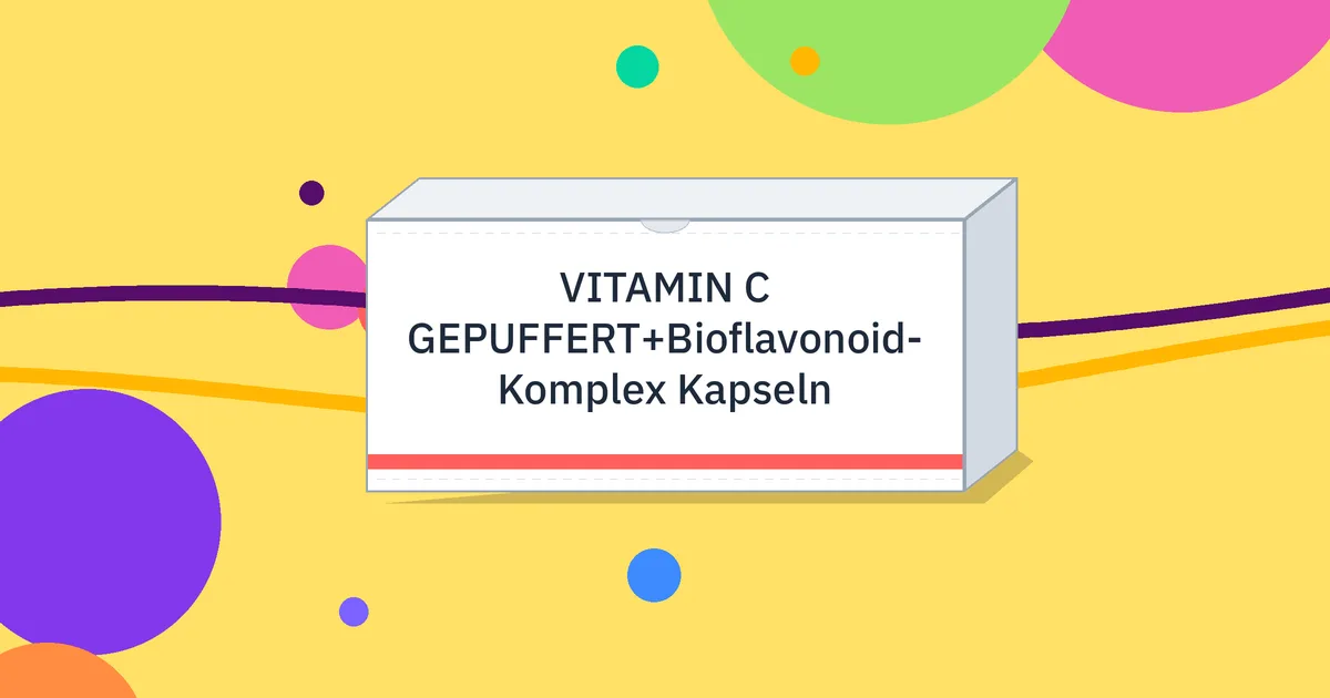 Symbolbild: Packung mit der Aufschrift VITAMIN C GEPUFFERT+Bioflavonoid-Komplex Kapseln (PZN 19282461) – Verfügbarkeit und Bezug in Apotheken in Frankfurt am Main
