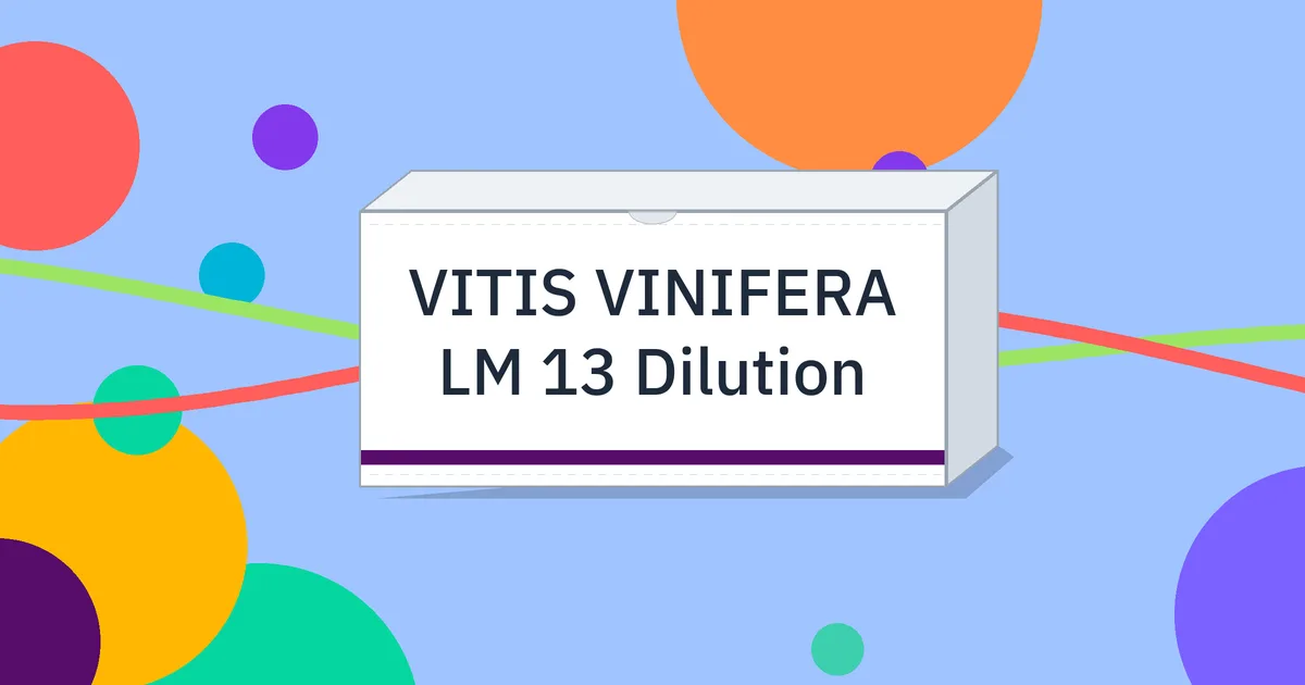 Symbolbild: Packung mit der Aufschrift VITIS VINIFERA LM 13 Dilution (PZN 13279713) – Verfügbarkeit und Bezug in Apotheken in Frankfurt am Main