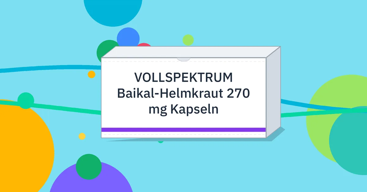 Symbolbild: Packung mit der Aufschrift VOLLSPEKTRUM Baikal-Helmkraut 270 mg Kapseln (PZN 18216870) – Verfügbarkeit und Bezug in Apotheken in Frankfurt am Main