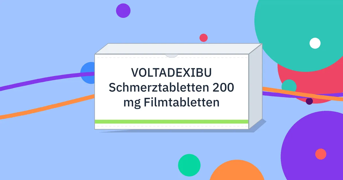 Symbolbild: Packung mit der Aufschrift VOLTADEXIBU Schmerztabletten 200 mg Filmtabletten (PZN 19208424) – Verfügbarkeit und Bezug in Apotheken in Frankfurt am Main