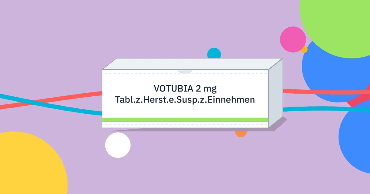 Symbolbild: Packung mit der Aufschrift VOTUBIA 2 mg Tabl.z.Herst.e.Susp.z.Einnehmen (PZN 20222458) – Verfügbarkeit und Bezug in Apotheken in Frankfurt am Main