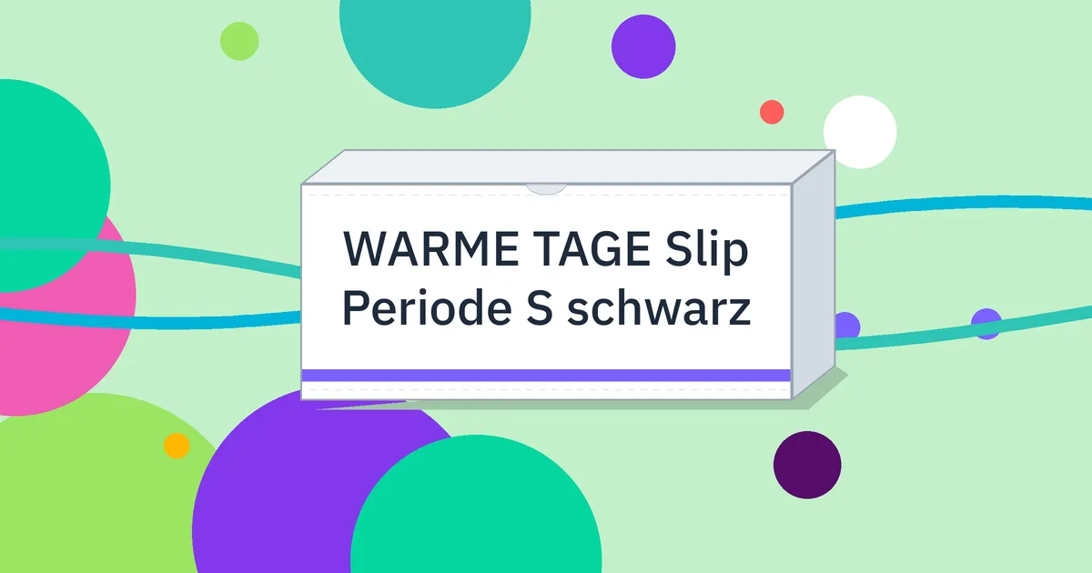 Symbolbild: Packung mit der Aufschrift WARME TAGE Slip Periode S schwarz (PZN 16127642) – Verfügbarkeit und Bezug in Apotheken in Frankfurt am Main