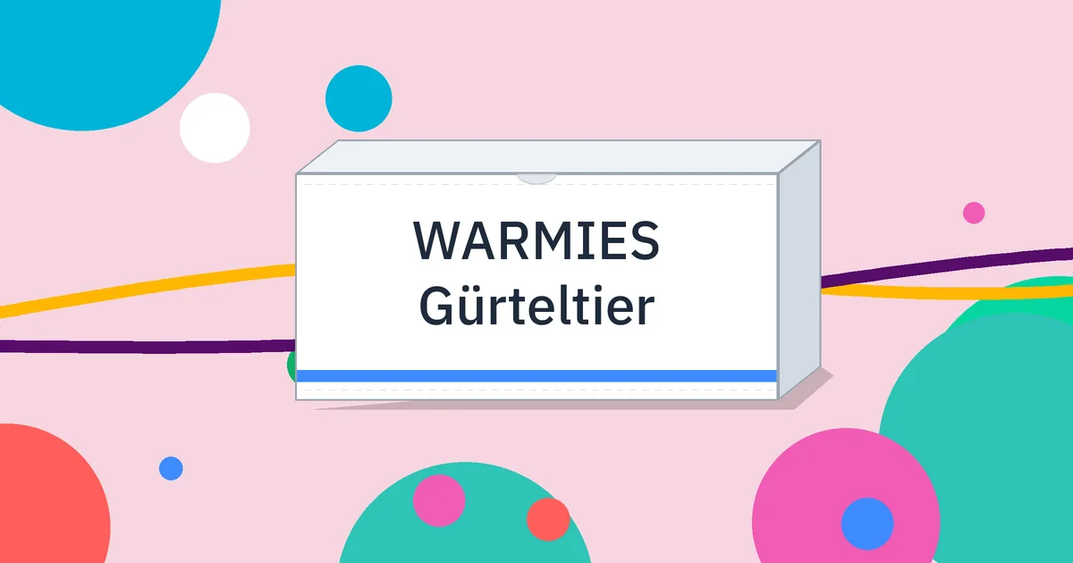 Symbolbild: Packung mit der Aufschrift WARMIES Gürteltier (PZN 18262189) – Verfügbarkeit und Bezug in Apotheken in Frankfurt am Main