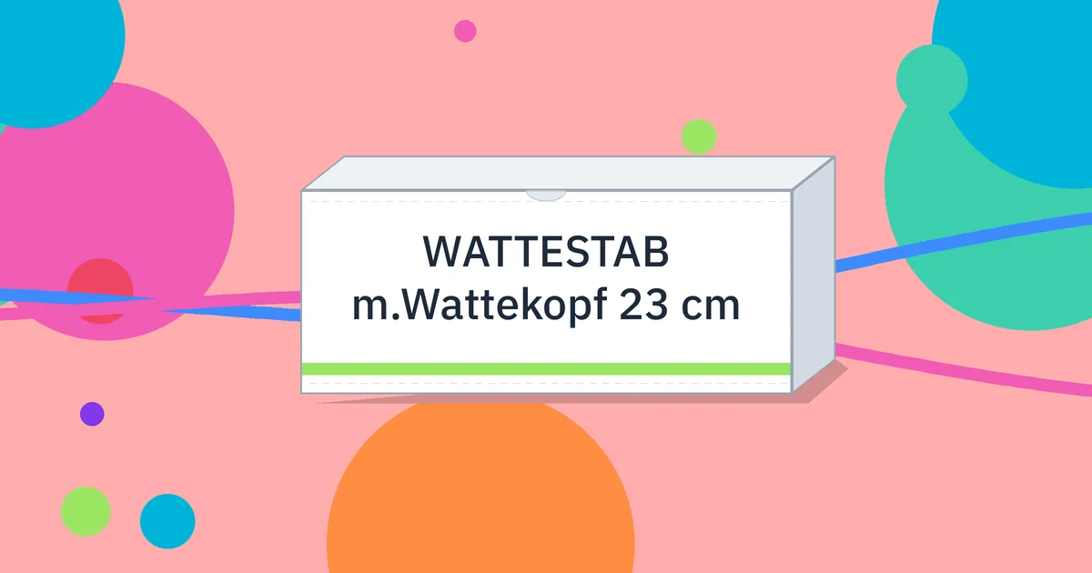 Symbolbild: Packung mit der Aufschrift WATTESTAB m.Wattekopf 23 cm (PZN 04866564) – Verfügbarkeit und Bezug in Apotheken in Frankfurt am Main