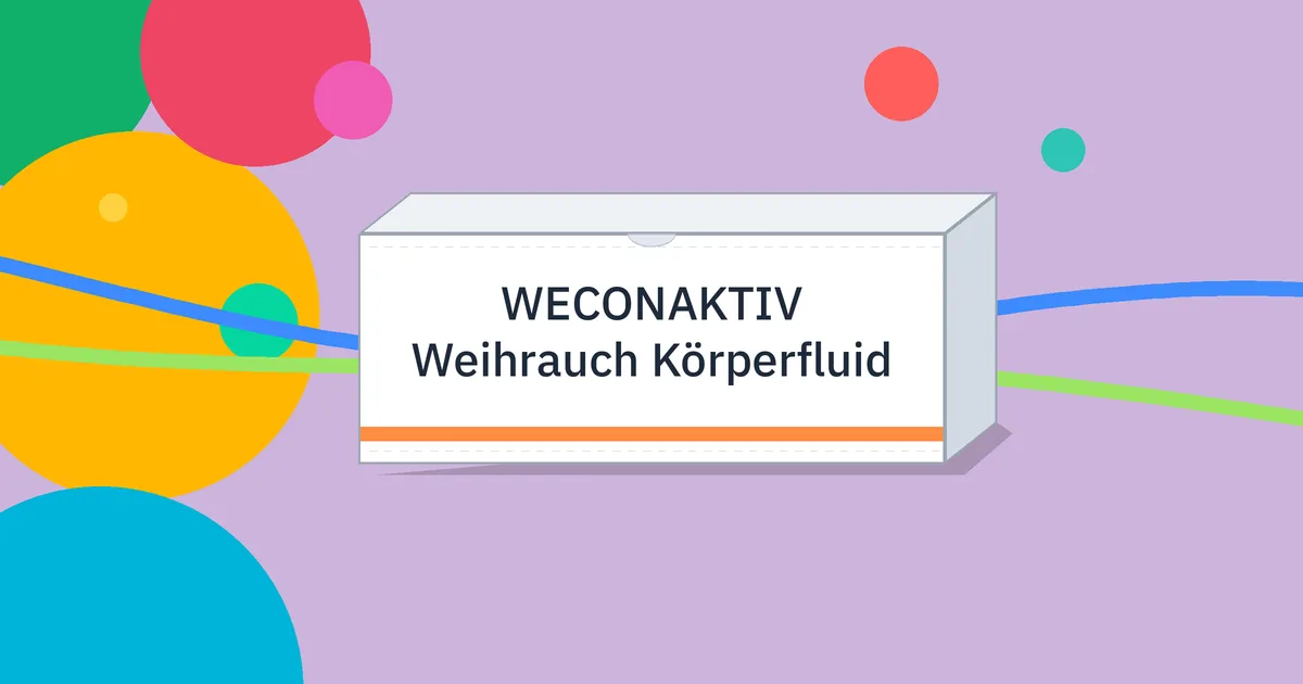 Symbolbild: Packung mit der Aufschrift WECONAKTIV Weihrauch Körperfluid (PZN 09727382) – Verfügbarkeit und Bezug in Apotheken in Frankfurt am Main