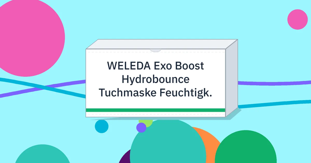 Symbolbild: Packung mit der Aufschrift WELEDA Exo Boost Hydrobounce Tuchmaske Feuchtigk. (PZN 20105876) – Verfügbarkeit und Bezug in Apotheken in Frankfurt am Main