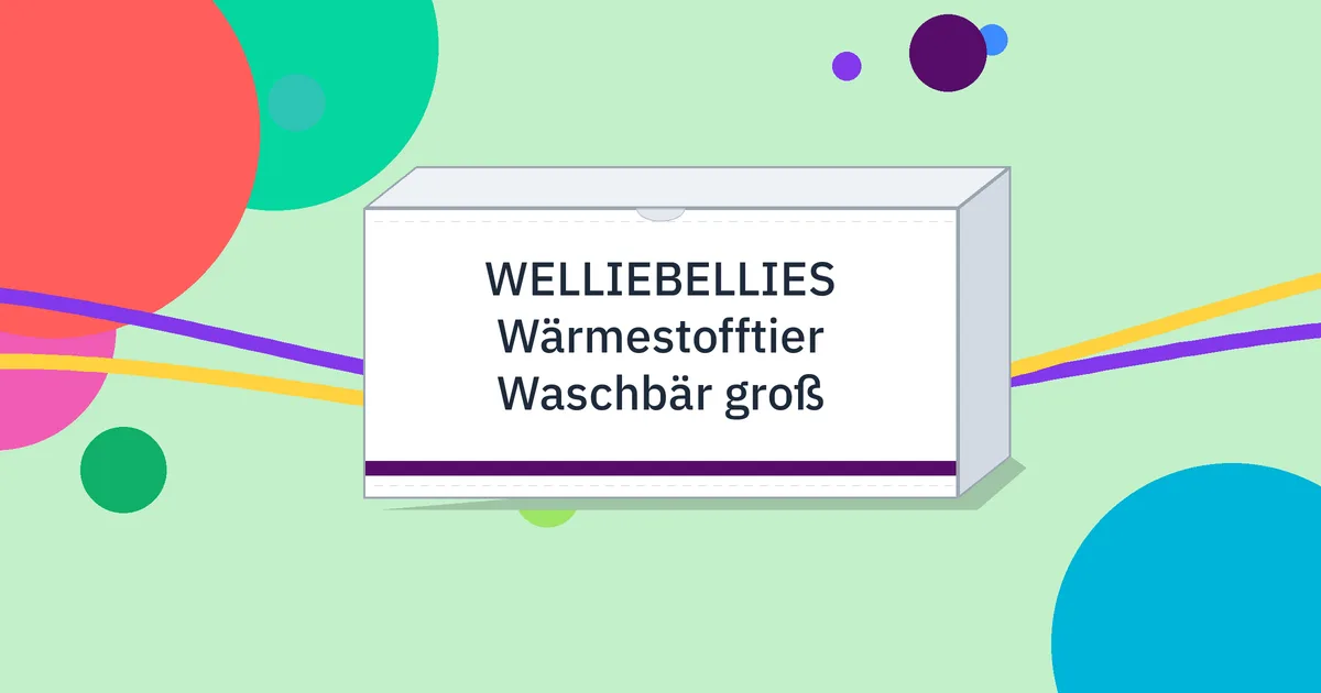 Symbolbild: Packung mit der Aufschrift WELLIEBELLIES Wärmestofftier Waschbär groß (PZN 11511784) – Verfügbarkeit und Bezug in Apotheken in Frankfurt am Main