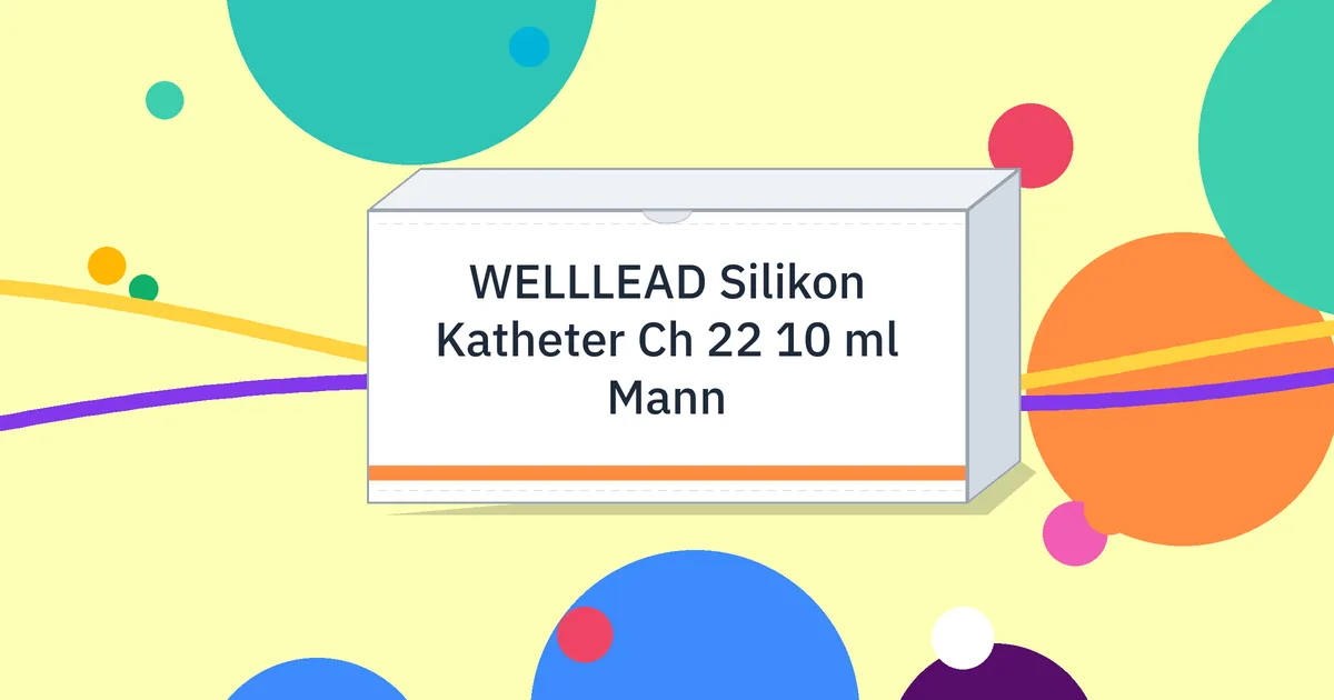 Symbolbild: Packung mit der Aufschrift WELLLEAD Silikon Katheter Ch 22 10 ml Mann (PZN 19672222) – Verfügbarkeit und Bezug in Apotheken in Frankfurt am Main
