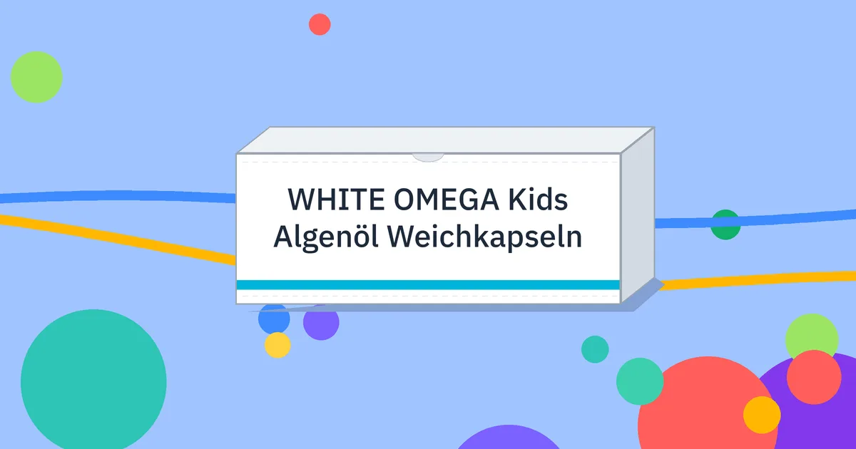 Symbolbild: Packung mit der Aufschrift WHITE OMEGA Kids Algenöl Weichkapseln (PZN 17312778) – Verfügbarkeit und Bezug in Apotheken in Frankfurt am Main