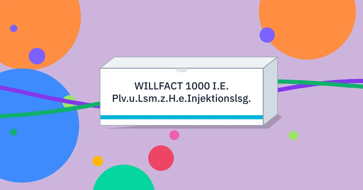 Symbolbild: Packung mit der Aufschrift WILLFACT 1000 I.E. Plv.u.Lsm.z.H.e.Injektionslsg. (PZN 05376313) – Verfügbarkeit und Bezug in Apotheken in Frankfurt am Main