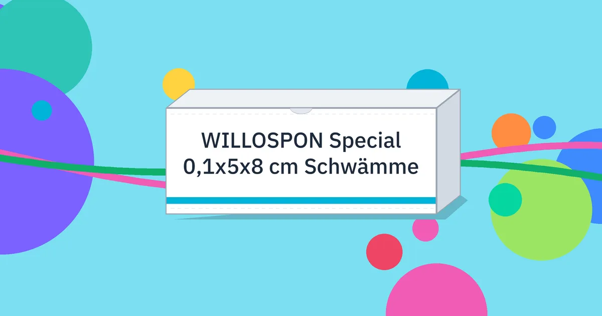 Symbolbild: Packung mit der Aufschrift WILLOSPON Special 0,1x5x8 cm Schwämme (PZN 10763118) – Verfügbarkeit und Bezug in Apotheken in Frankfurt am Main