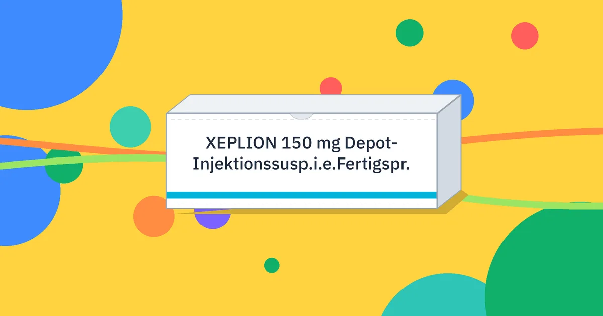 Symbolbild: Packung mit der Aufschrift XEPLION 150 mg Depot-Injektionssusp.i.e.Fertigspr. (PZN 14140182) – Verfügbarkeit und Bezug in Apotheken in Frankfurt am Main