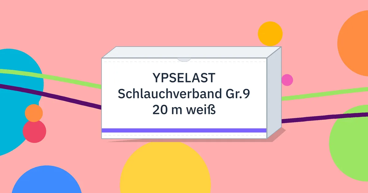Symbolbild: Packung mit der Aufschrift YPSELAST Schlauchverband Gr.9 20 m weiß (PZN 20364709) – Verfügbarkeit und Bezug in Apotheken in Frankfurt am Main