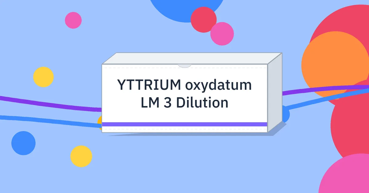 Symbolbild: Packung mit der Aufschrift YTTRIUM oxydatum LM 3 Dilution (PZN 13287606) – Verfügbarkeit und Bezug in Apotheken in Frankfurt am Main