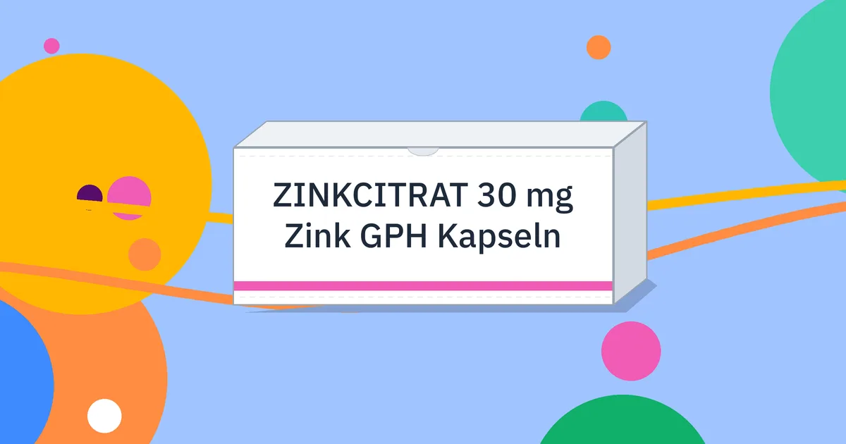 Symbolbild: Packung mit der Aufschrift ZINKCITRAT 30 mg Zink GPH Kapseln (PZN 20283939) – Verfügbarkeit und Bezug in Apotheken in Frankfurt am Main