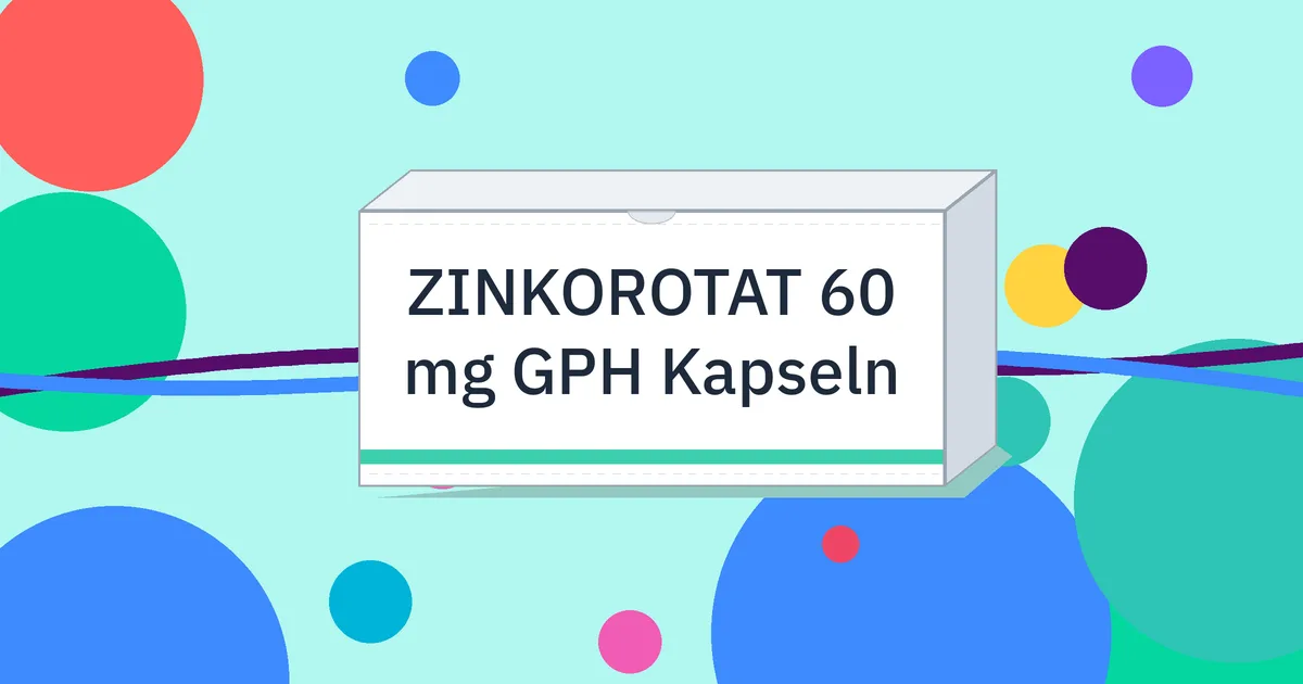 Symbolbild: Packung mit der Aufschrift ZINKOROTAT 60 mg GPH Kapseln (PZN 11075053) – Verfügbarkeit und Bezug in Apotheken in Frankfurt am Main