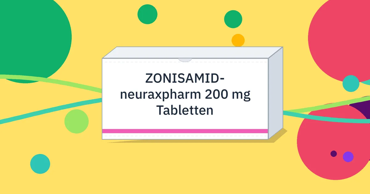 Symbolbild: Packung mit der Aufschrift ZONISAMID-neuraxpharm 200 mg Tabletten (PZN 18135769) – Verfügbarkeit und Bezug in Apotheken in Frankfurt am Main