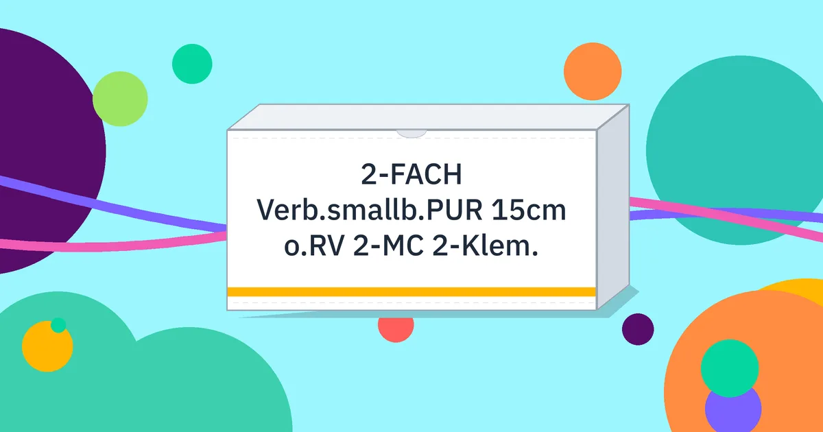 Symbolbild: Packung mit der Aufschrift 2-FACH Verb.smallb.PUR 15cm o.RV 2-MC 2-Klem. (PZN 19515215) – Verfügbarkeit und Bezug in Apotheken in Frankfurt am Main
