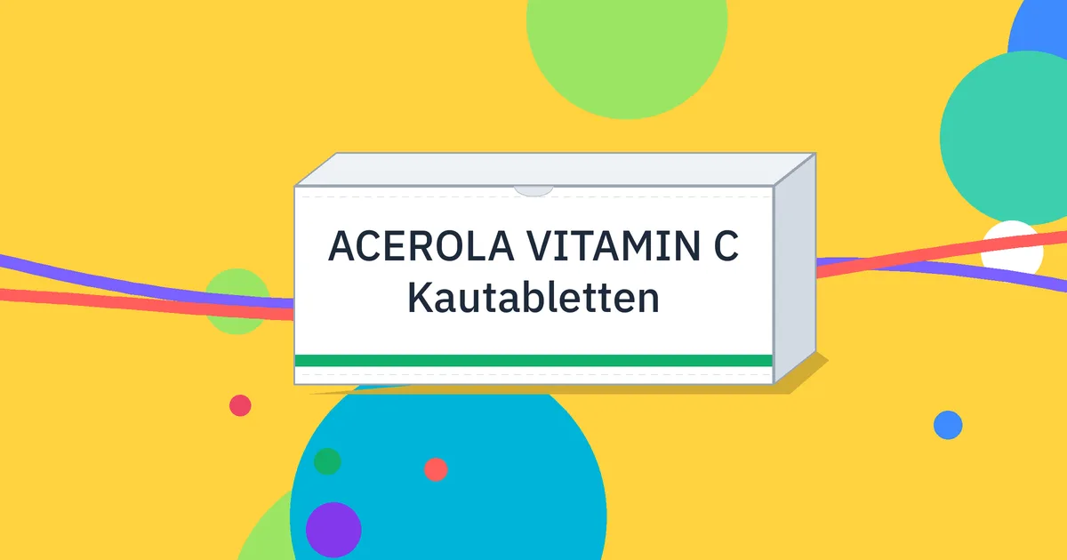 Symbolbild: Packung mit der Aufschrift ACEROLA VITAMIN C Kautabletten (PZN 05463029) – Verfügbarkeit und Bezug in Apotheken in Frankfurt am Main