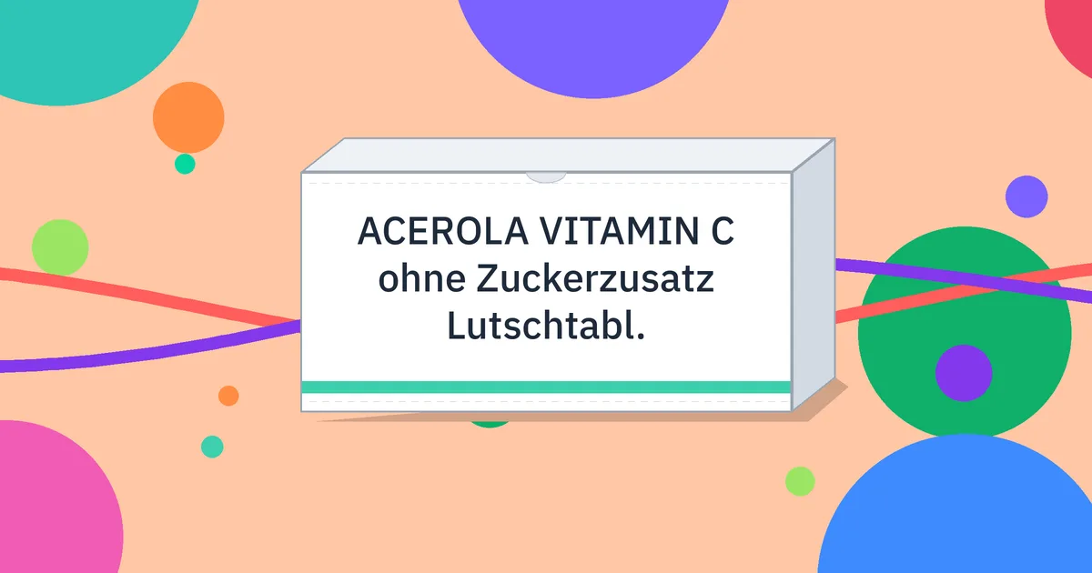 Symbolbild: Packung mit der Aufschrift ACEROLA VITAMIN C ohne Zuckerzusatz Lutschtabl. (PZN 16151563) – Verfügbarkeit und Bezug in Apotheken in Frankfurt am Main