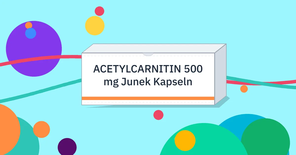 Symbolbild: Packung mit der Aufschrift ACETYLCARNITIN 500 mg Junek Kapseln (PZN 00136455) – Verfügbarkeit und Bezug in Apotheken in Frankfurt am Main