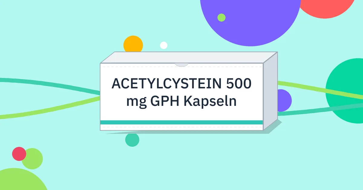 Symbolbild: Packung mit der Aufschrift ACETYLCYSTEIN 500 mg GPH Kapseln (PZN 06556448) – Verfügbarkeit und Bezug in Apotheken in Frankfurt am Main
