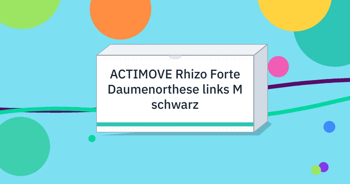 Symbolbild: Packung mit der Aufschrift ACTIMOVE Rhizo Forte Daumenorthese links M schwarz (PZN 18017544) – Verfügbarkeit und Bezug in Apotheken in Frankfurt am Main