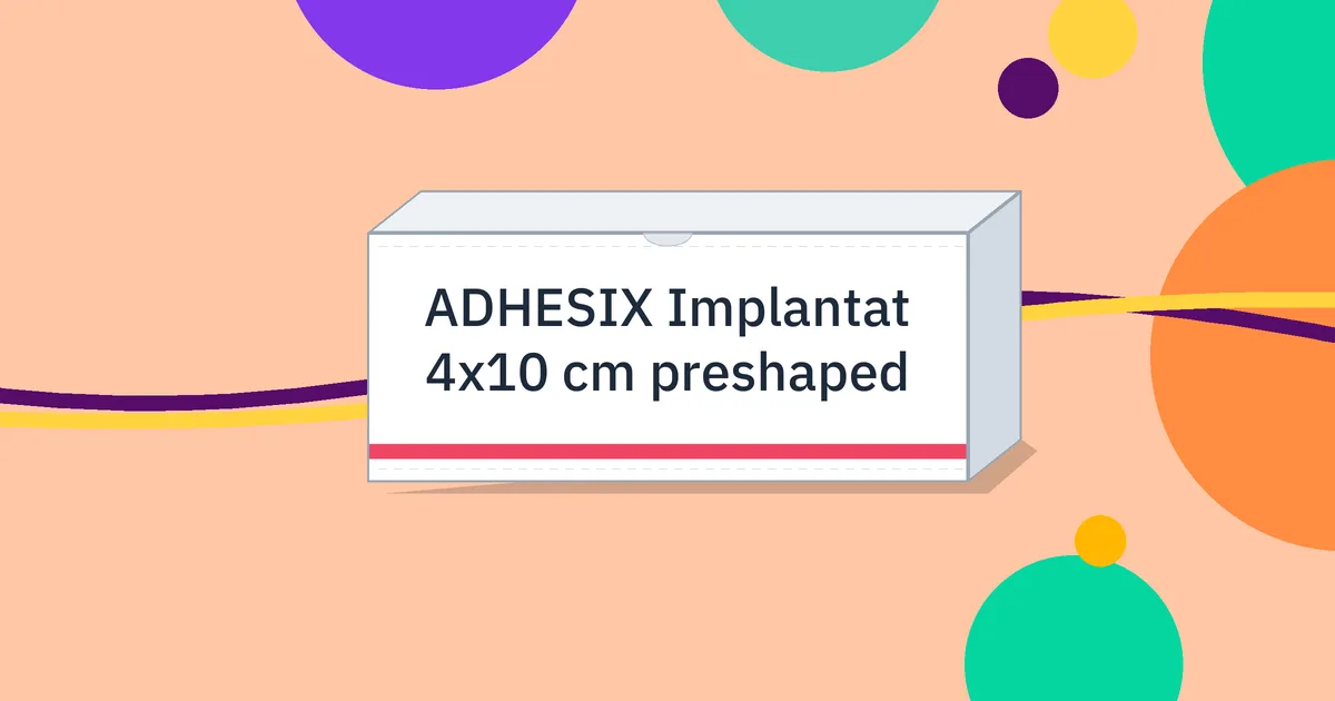 Symbolbild: Packung mit der Aufschrift ADHESIX Implantat 4x10 cm preshaped (PZN 04010478) – Verfügbarkeit und Bezug in Apotheken in Frankfurt am Main