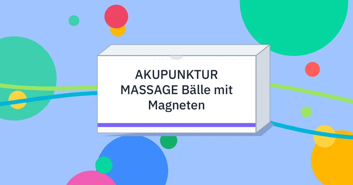 Symbolbild: Packung mit der Aufschrift AKUPUNKTUR MASSAGE Bälle mit Magneten (PZN 19402907) – Verfügbarkeit und Bezug in Apotheken in Frankfurt am Main