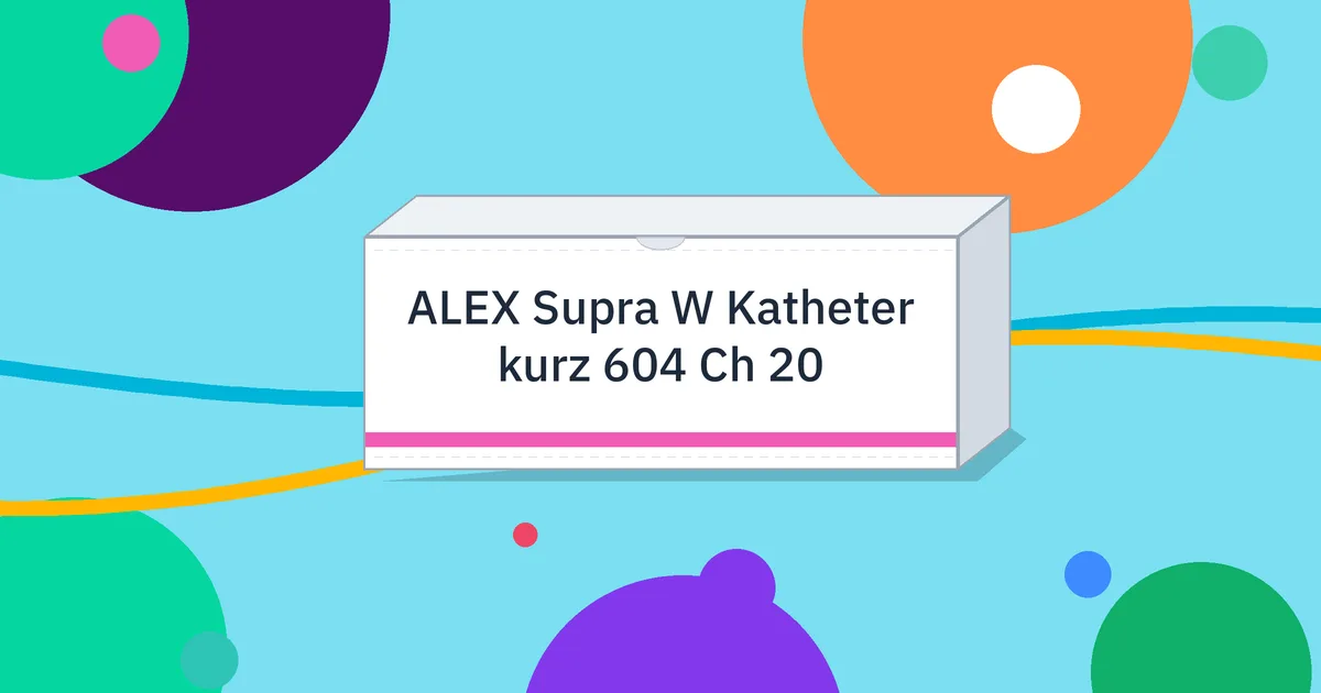 Symbolbild: Packung mit der Aufschrift ALEX Supra W Katheter kurz 604 Ch 20 (PZN 02494644) – Verfügbarkeit und Bezug in Apotheken in Frankfurt am Main