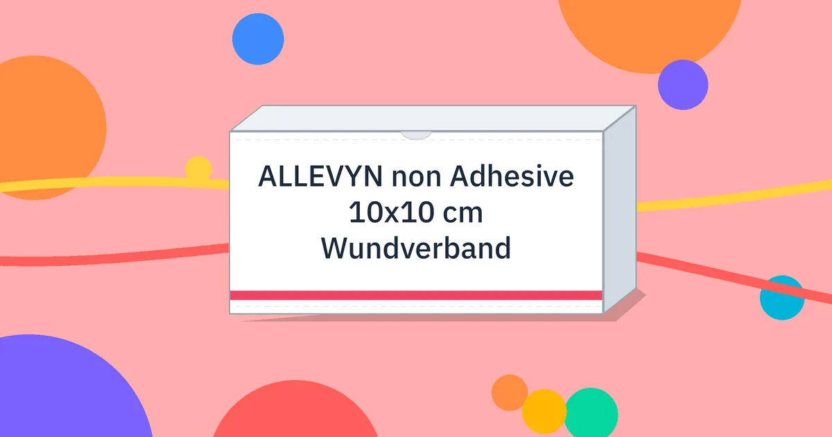 Symbolbild: Packung mit der Aufschrift ALLEVYN non Adhesive 10x10 cm Wundverband (PZN 11229289) – Verfügbarkeit und Bezug in Apotheken in Frankfurt am Main