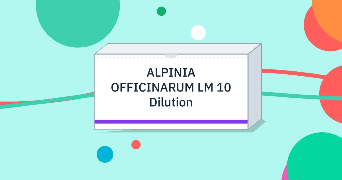 Symbolbild: Packung mit der Aufschrift ALPINIA OFFICINARUM LM 10 Dilution (PZN 13313829) – Verfügbarkeit und Bezug in Apotheken in Frankfurt am Main