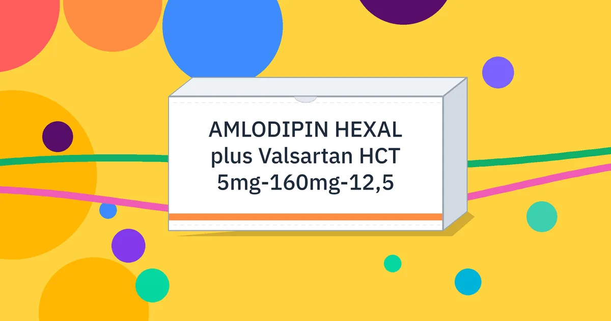 Symbolbild: Packung mit der Aufschrift AMLODIPIN HEXAL plus Valsartan HCT 5mg-160mg-12,5 (PZN 15824876) – Verfügbarkeit und Bezug in Apotheken in Frankfurt am Main