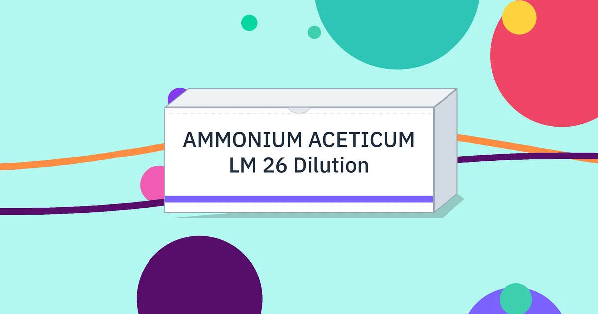 Symbolbild: Packung mit der Aufschrift AMMONIUM ACETICUM LM 26 Dilution (PZN 13319631) – Verfügbarkeit und Bezug in Apotheken in Frankfurt am Main