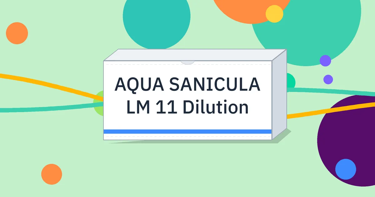Symbolbild: Packung mit der Aufschrift AQUA SANICULA LM 11 Dilution (PZN 13381908) – Verfügbarkeit und Bezug in Apotheken in Frankfurt am Main