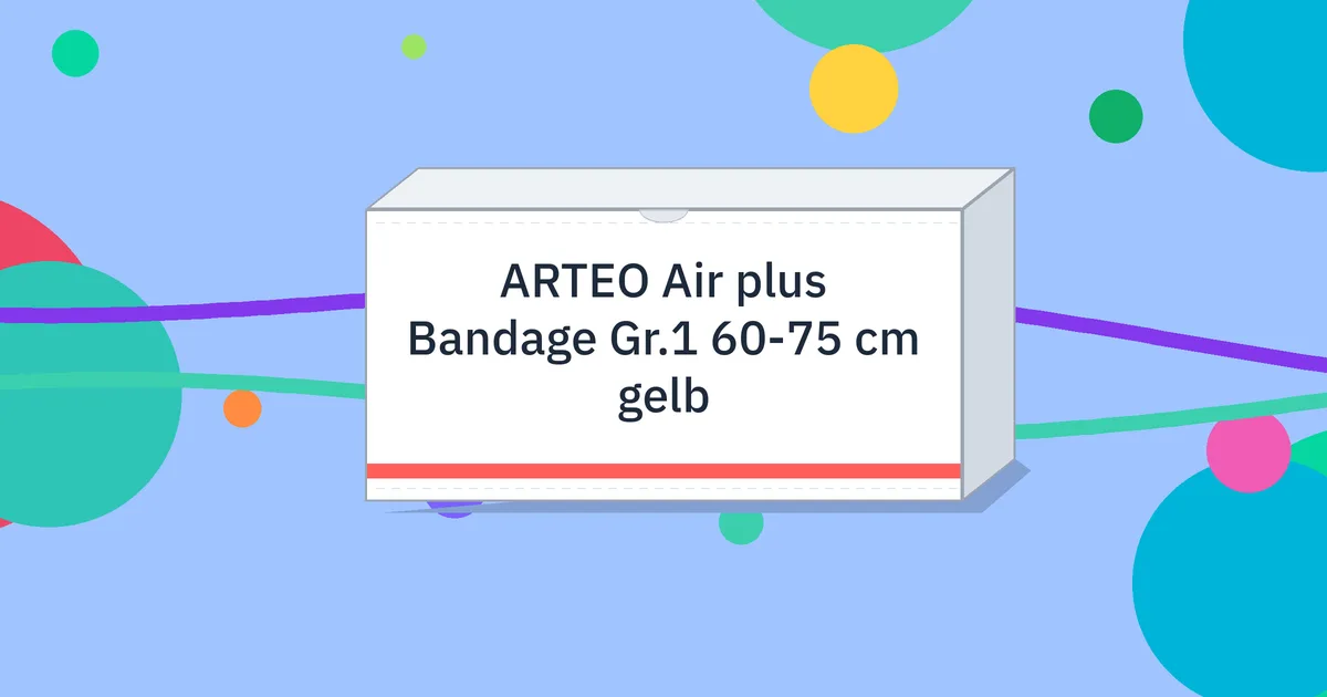 Symbolbild: Packung mit der Aufschrift ARTEO Air plus Bandage Gr.1 60-75 cm gelb (PZN 12495024) – Verfügbarkeit und Bezug in Apotheken in Frankfurt am Main