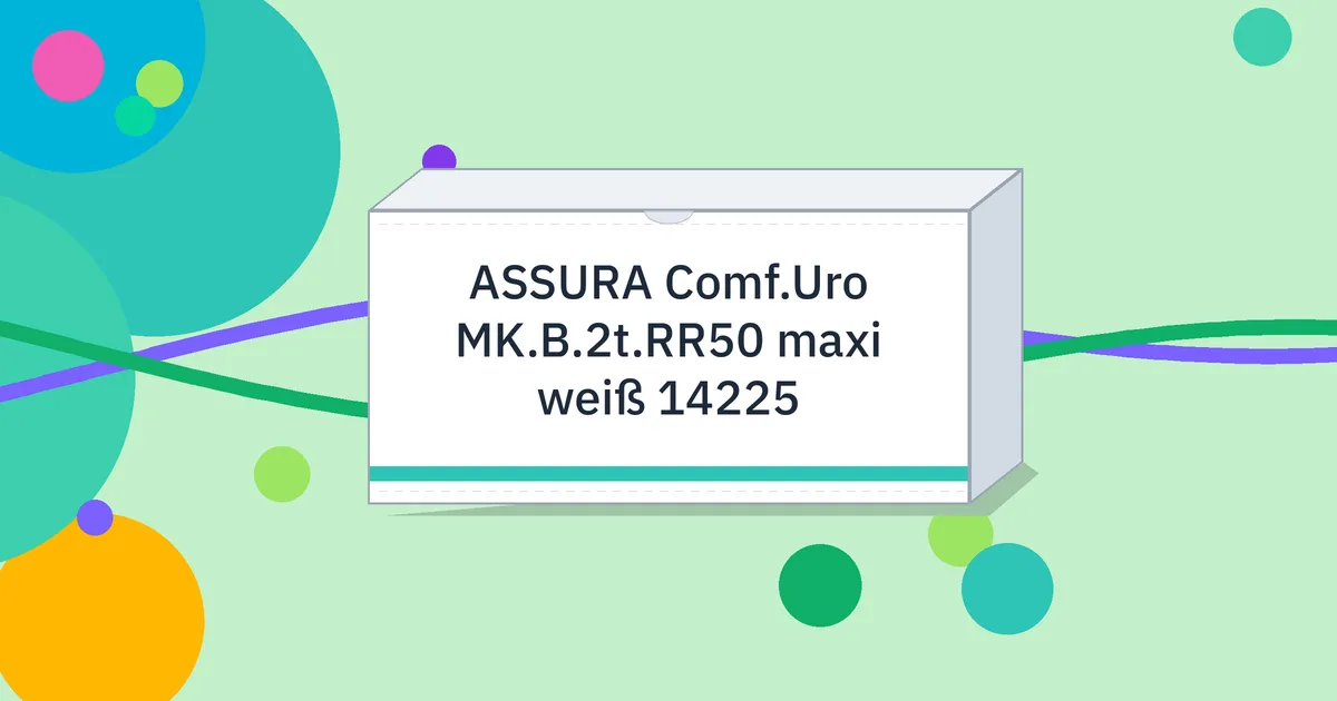 Symbolbild: Packung mit der Aufschrift ASSURA Comf.Uro MK.B.2t.RR50 maxi weiß 14225 (PZN 00843135) – Verfügbarkeit und Bezug in Apotheken in Frankfurt am Main