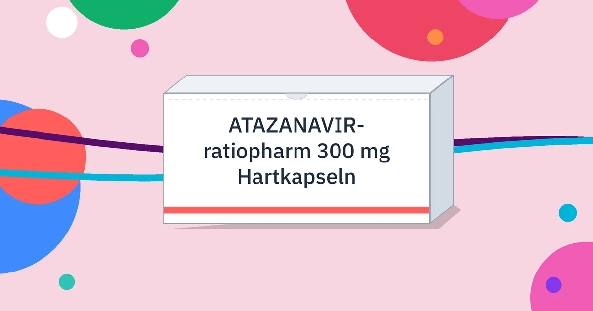 Symbolbild: Packung mit der Aufschrift ATAZANAVIR-ratiopharm 300 mg Hartkapseln (PZN 14320530) – Verfügbarkeit und Bezug in Apotheken in Frankfurt am Main