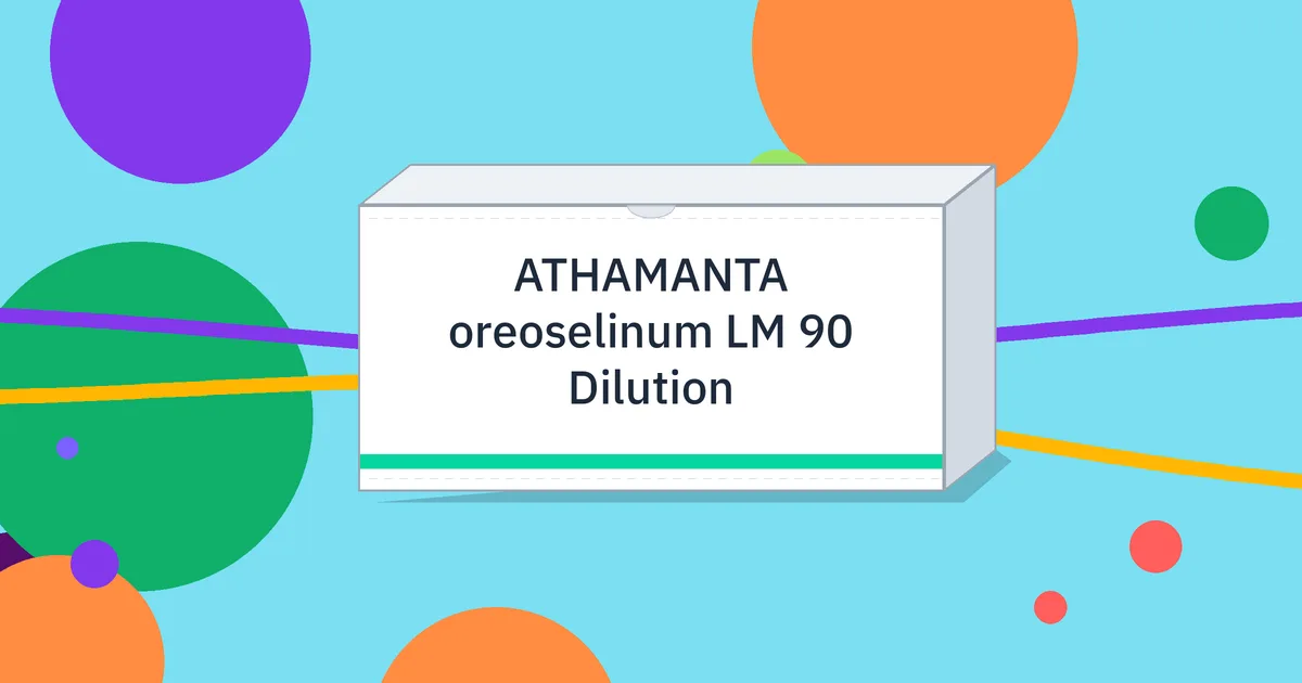 Symbolbild: Packung mit der Aufschrift ATHAMANTA oreoselinum LM 90 Dilution (PZN 13406488) – Verfügbarkeit und Bezug in Apotheken in Frankfurt am Main