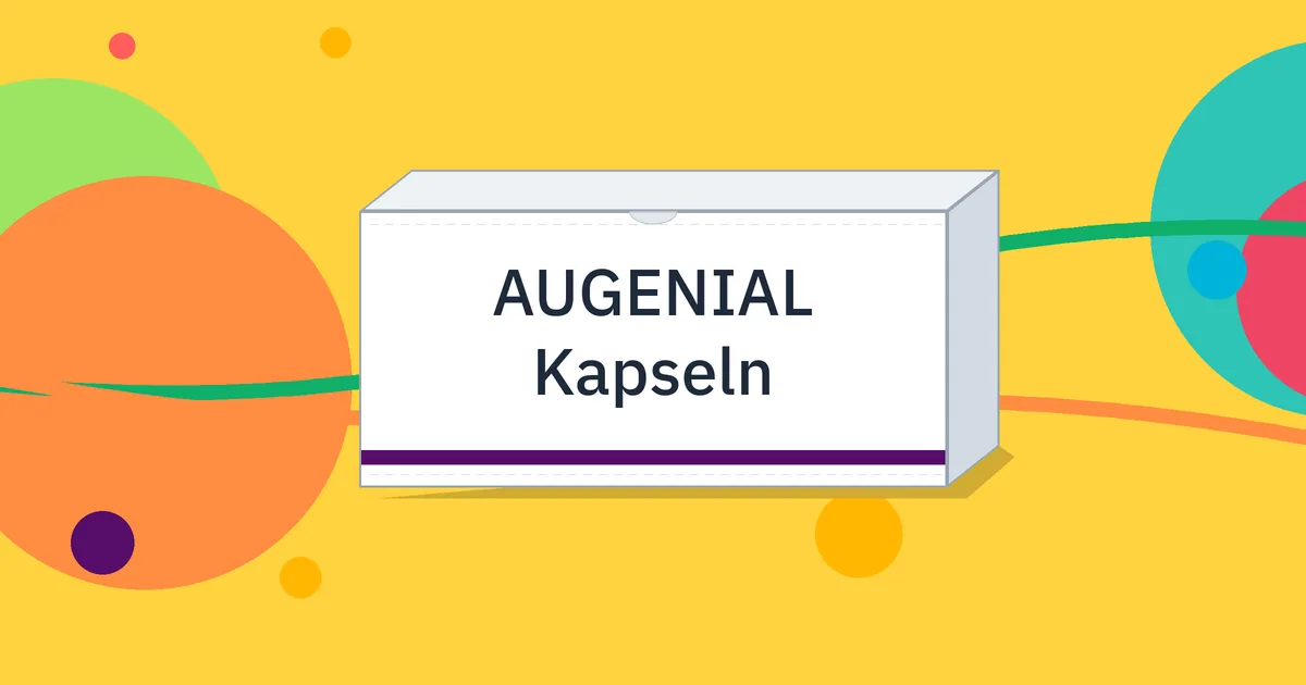 Symbolbild: Packung mit der Aufschrift AUGENIAL Kapseln (PZN 04412188) – Verfügbarkeit und Bezug in Apotheken in Frankfurt am Main
