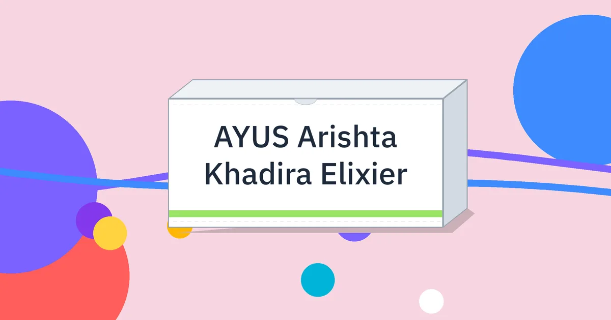 Symbolbild: Packung mit der Aufschrift AYUS Arishta Khadira Elixier (PZN 16706877) – Verfügbarkeit und Bezug in Apotheken in Frankfurt am Main