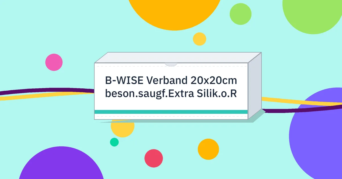 Symbolbild: Packung mit der Aufschrift B-WISE Verband 20x20cm beson.saugf.Extra Silik.o.R (PZN 19730557) – Verfügbarkeit und Bezug in Apotheken in Frankfurt am Main