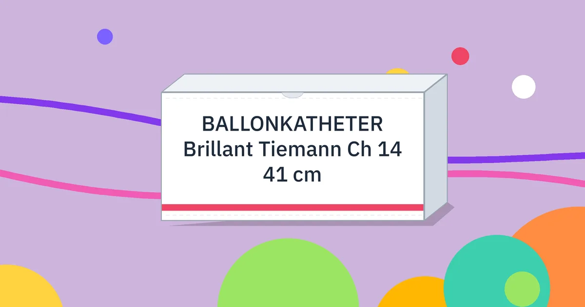 Symbolbild: Packung mit der Aufschrift BALLONKATHETER Brillant Tiemann Ch 14 41 cm (PZN 05141389) – Verfügbarkeit und Bezug in Apotheken in Frankfurt am Main