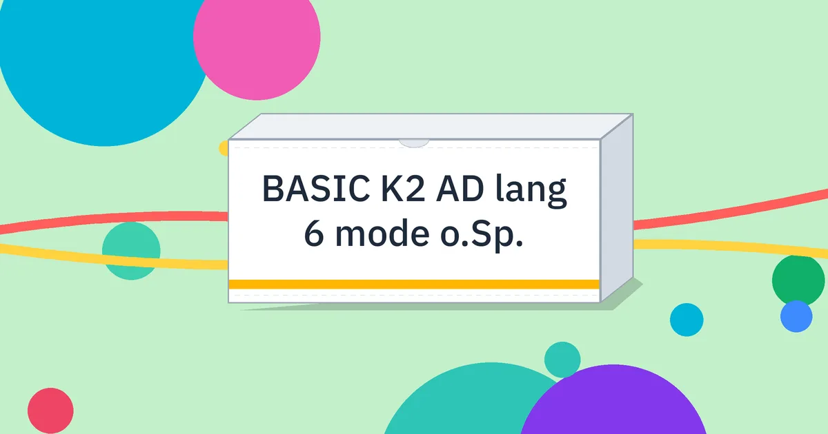 Symbolbild: Packung mit der Aufschrift BASIC K2 AD lang 6 mode o.Sp. (PZN 20265870) – Verfügbarkeit und Bezug in Apotheken in Frankfurt am Main