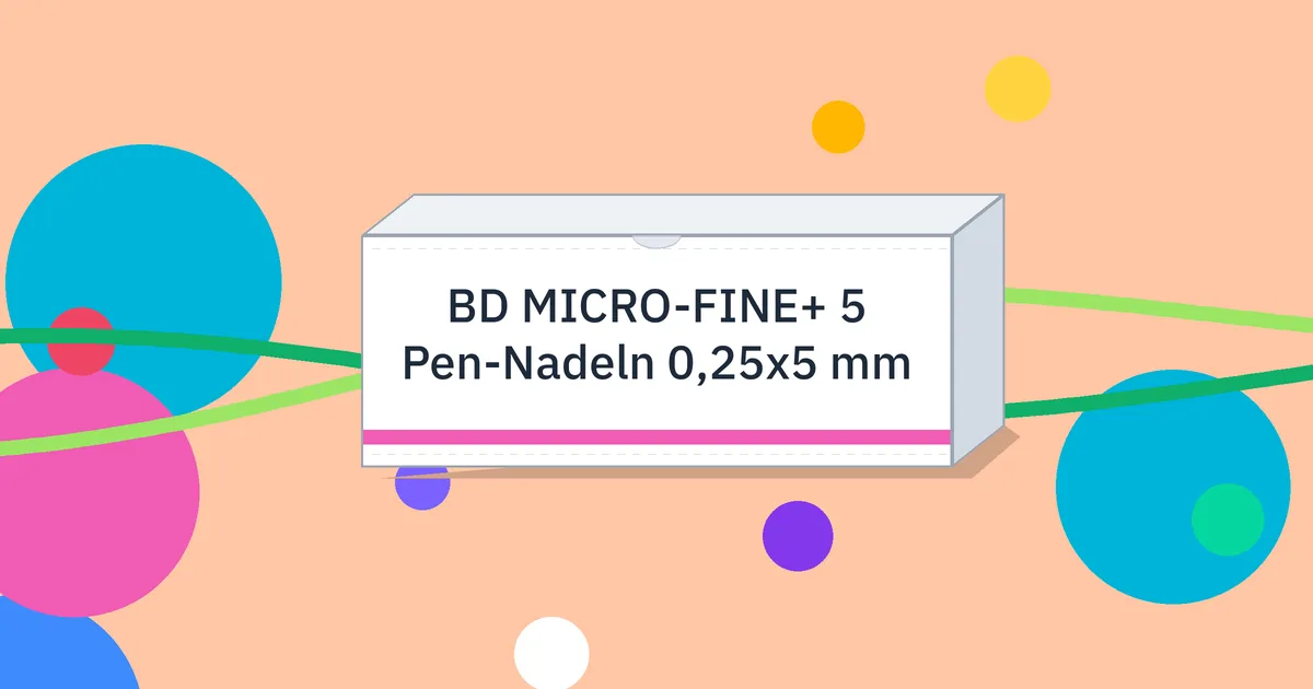 Symbolbild: Packung mit der Aufschrift BD MICRO-FINE+ 5 Pen-Nadeln 0,25x5 mm (PZN 17831202) – Verfügbarkeit und Bezug in Apotheken in Frankfurt am Main