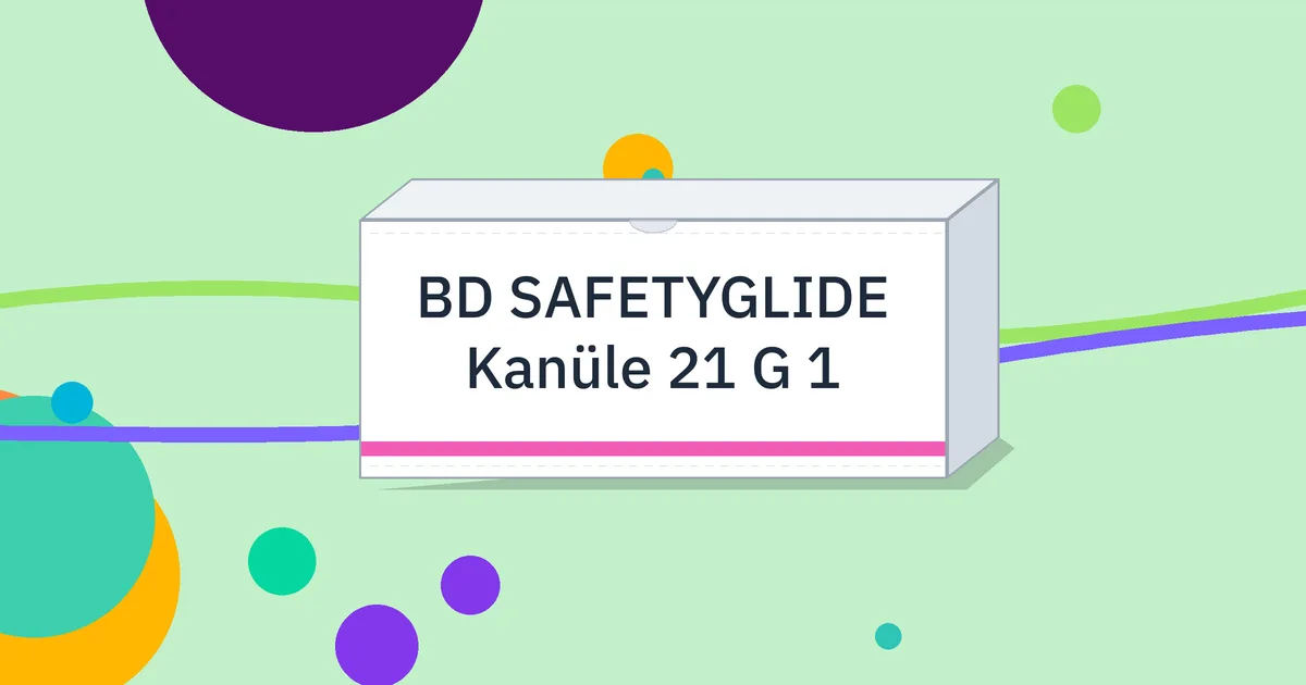 Symbolbild: Packung mit der Aufschrift BD SAFETYGLIDE Kanüle 21 G 1 (PZN 08848126) – Verfügbarkeit und Bezug in Apotheken in Frankfurt am Main